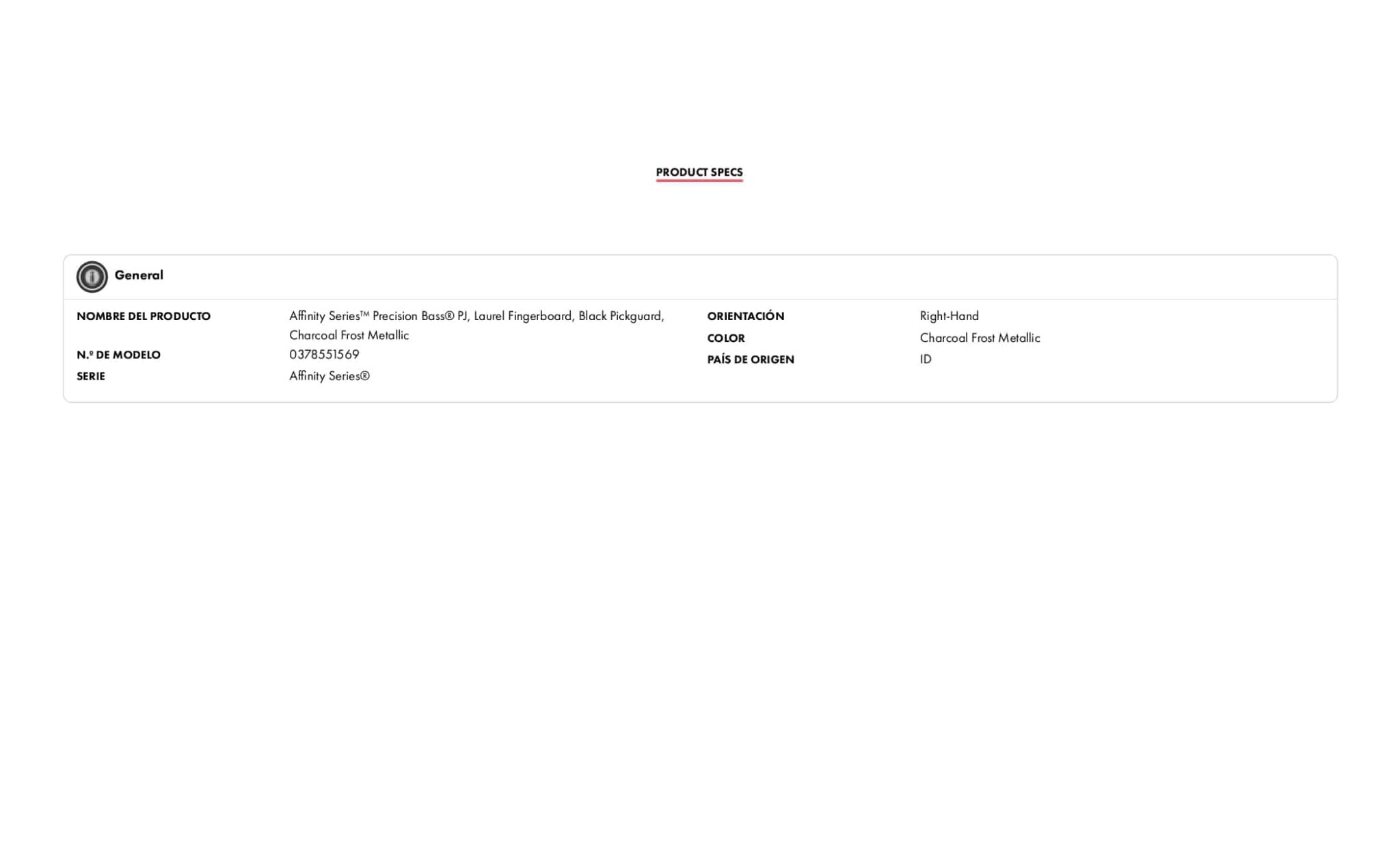 BAJO ELECTRICO SQUIER PRECISSION BASS PJ AFFINITY CHARCOAL FROST ...